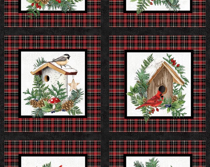 Northcott Fabrics - Christmas Birdhouses Panel 24" X 43" Cotton ...