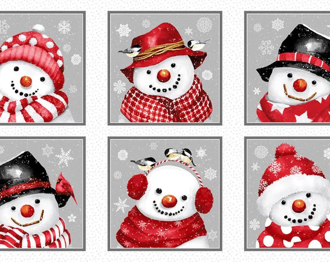 Henry Glass & Co 1284-89 -snow Crew 24" X 42" Snowmen Block Repeat - Etsy