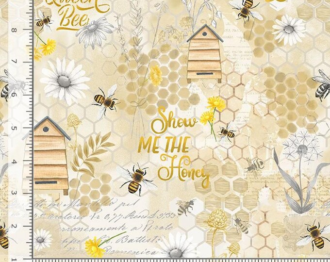 Timeless Treasure - Bee Kind Beige Cotton Spring Fabric by the Yard or ...