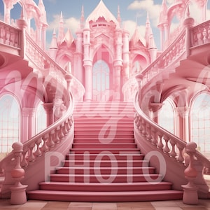 Princess Pink Staircase Digital Background, Digital Backdrop, for ...