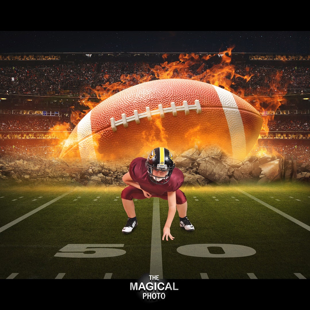 Football on Fire Digital Backdrop, Sports Photography (JPEG) - Etsy