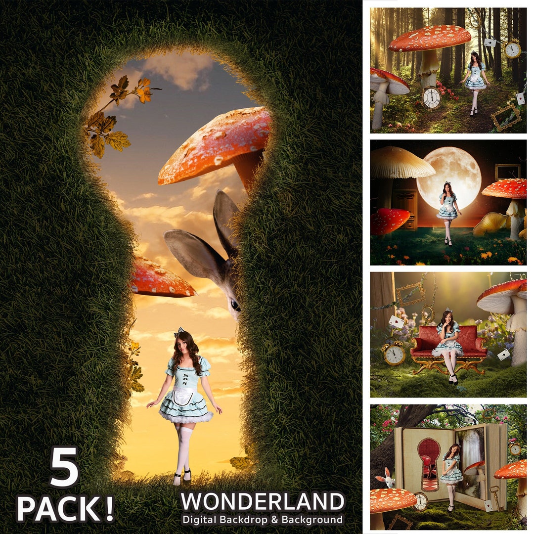 5 PACK ! Wonderland Digital Background, Digital Backdrop, for Composite ...