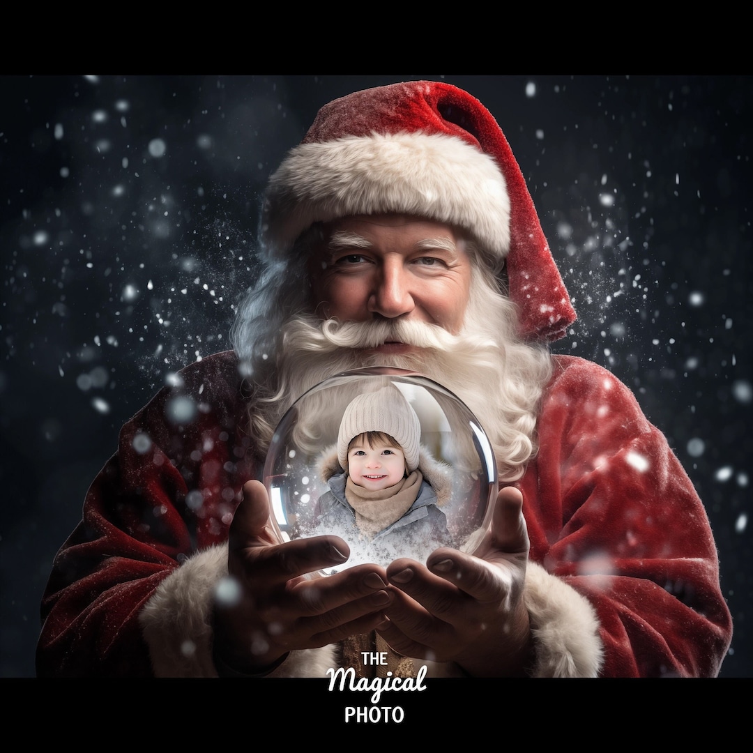 Santa With Snow Globe, Christmas Digital Background, Digital Backdrop ...