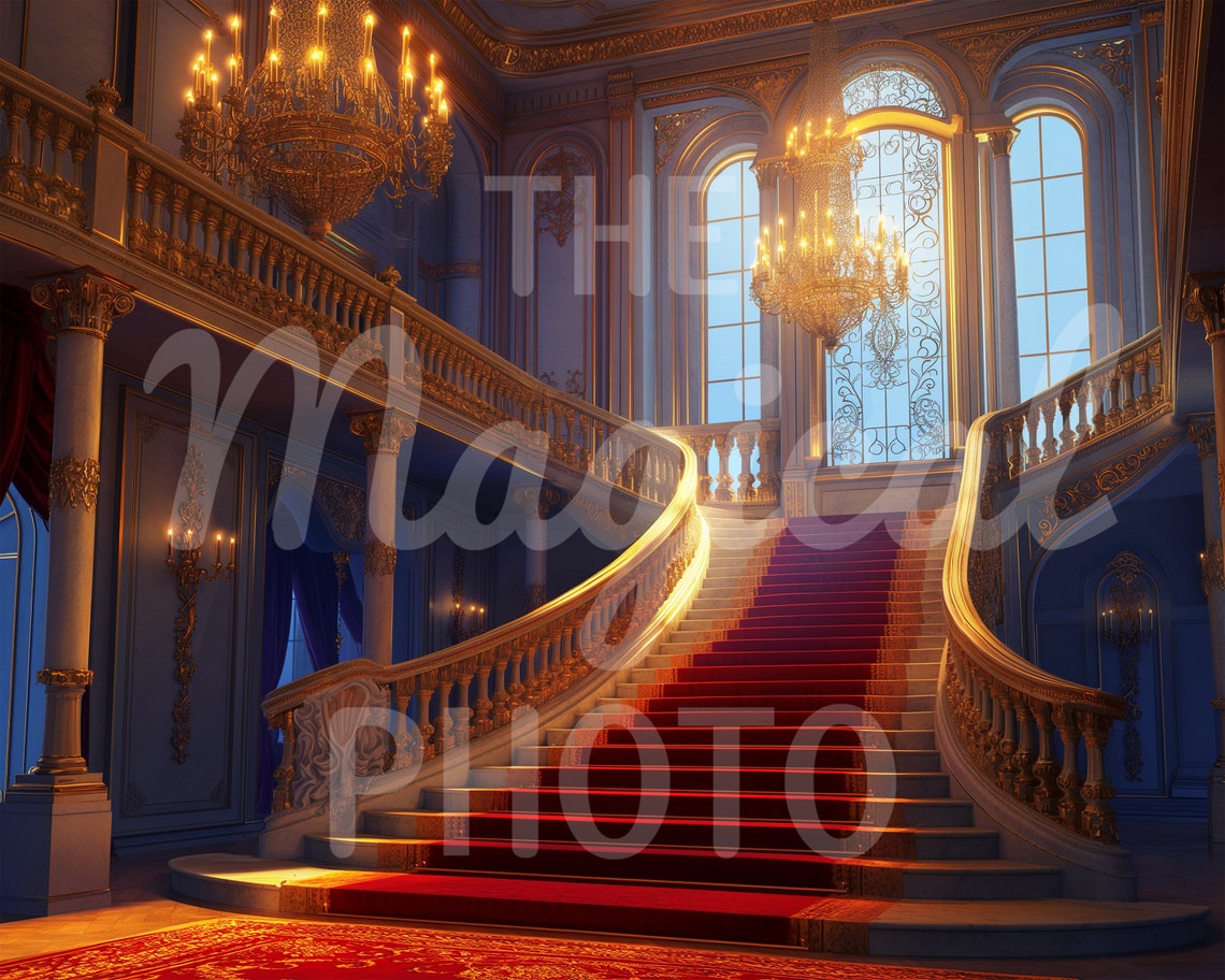 Princess Staircase Digital Backdrop, Castle Ballroom Photography ...