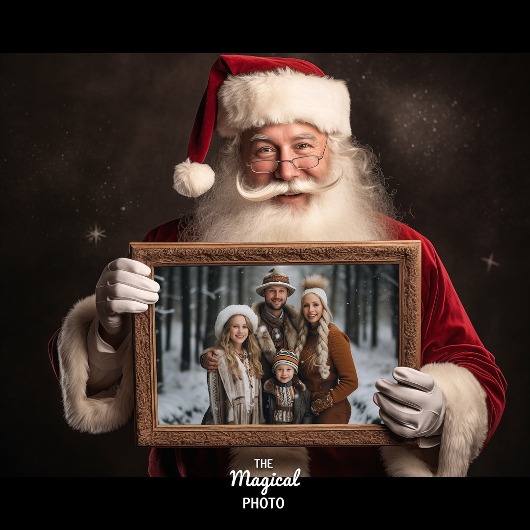 Santa Holding a Frame Photography, Christmas Digital Background ...