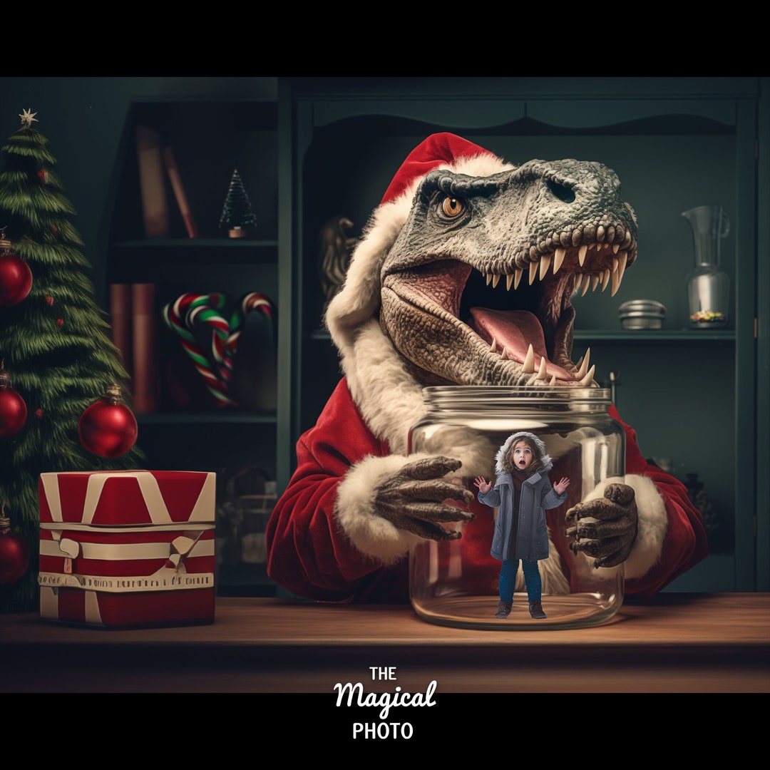 Santa T-rex, Christmas Digital Background, Digital Backdrop for Kids ...