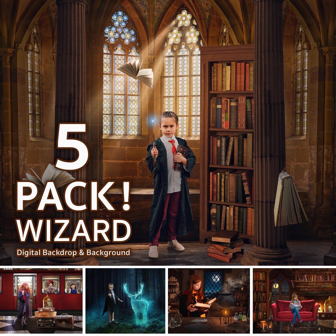 5 PACK ! Wizard Digital Background, Digital Backdrop, for Composite ...