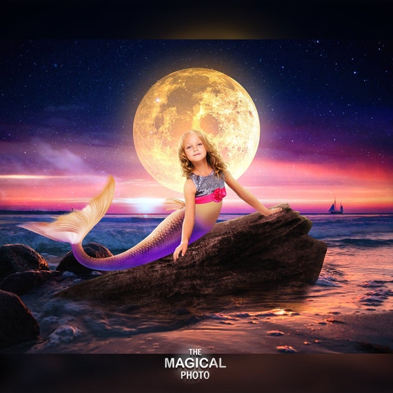 Art & Collectibles Mermaid Digital Background Mermaid theme. Digital ...