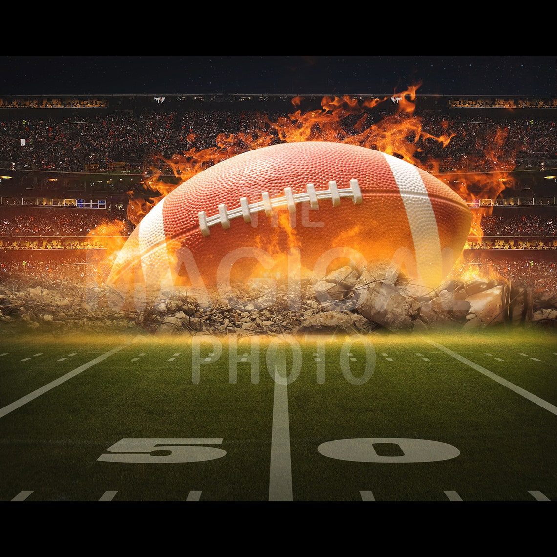 Football on Fire Digital Background Digital Backdrop | Etsy