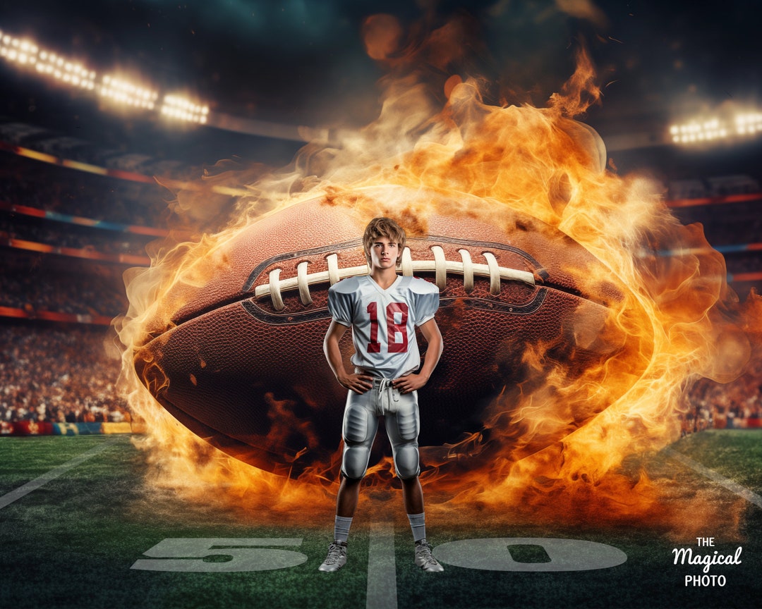 Football on Fire, Digital Background, Digital Backdrop, Photography ...