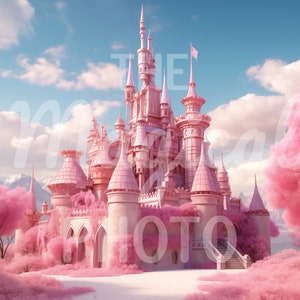 Princess Pink Castle Digital Background, Digital Backdrop, for ...