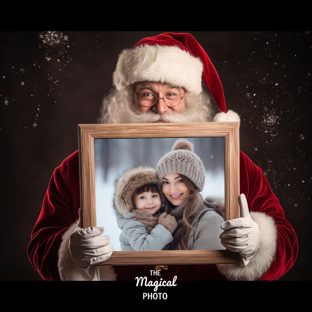 Santa Holding a Frame Photography, Christmas Digital Background ...