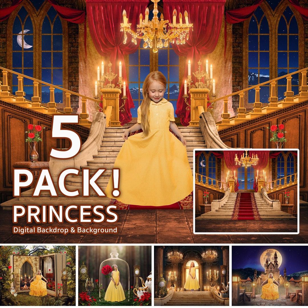 5 PACK ! Princess Digital Background, Digital Backdrop, for Composite ...
