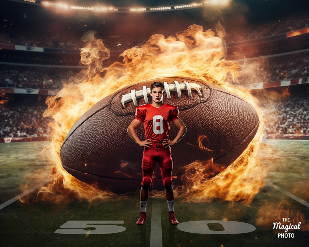 Football on Fire, Digital Background, Digital Backdrop, Photography ...