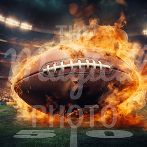 Football on Fire, Digital Background, Digital Backdrop, Photography ...
