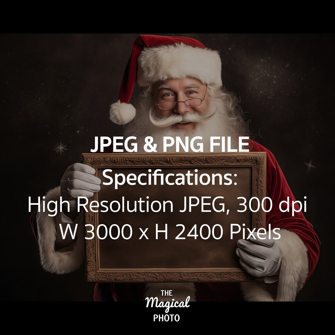 Santa Holding a Frame Photography, Christmas Digital Background ...