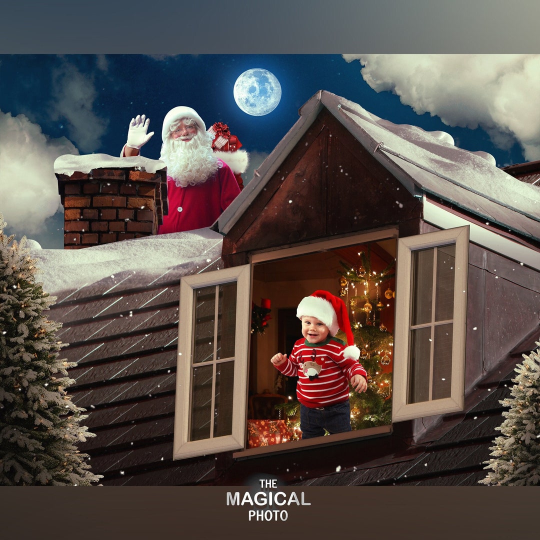 Santa Chimney Christmas Digital Backdrop (JPEG) - Etsy
