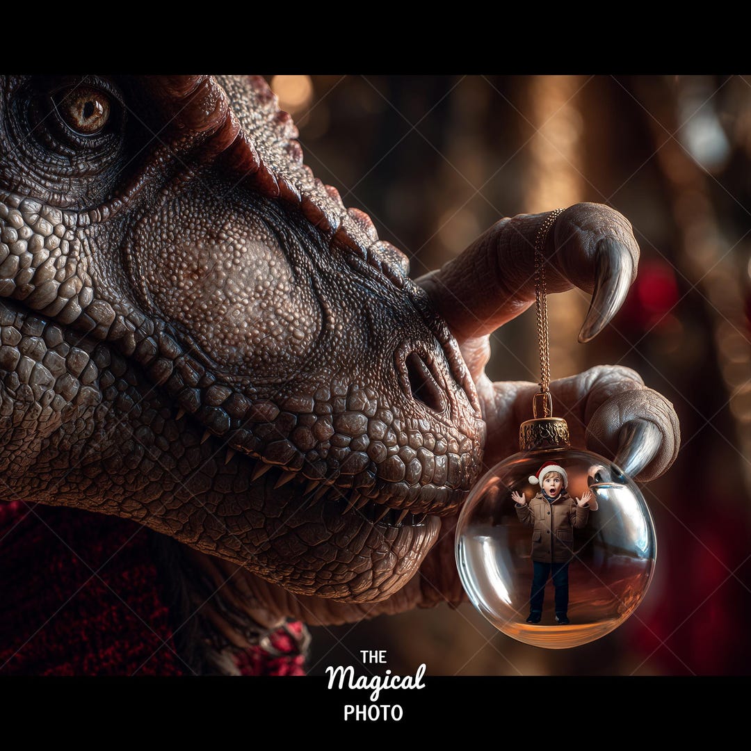 Christmas T-rex Digital Backdrop, Photoshop Composite (digital Download ...