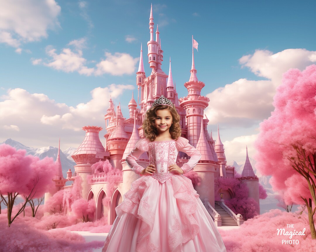 Princess Pink Castle Digital Background, Digital Backdrop, for ...