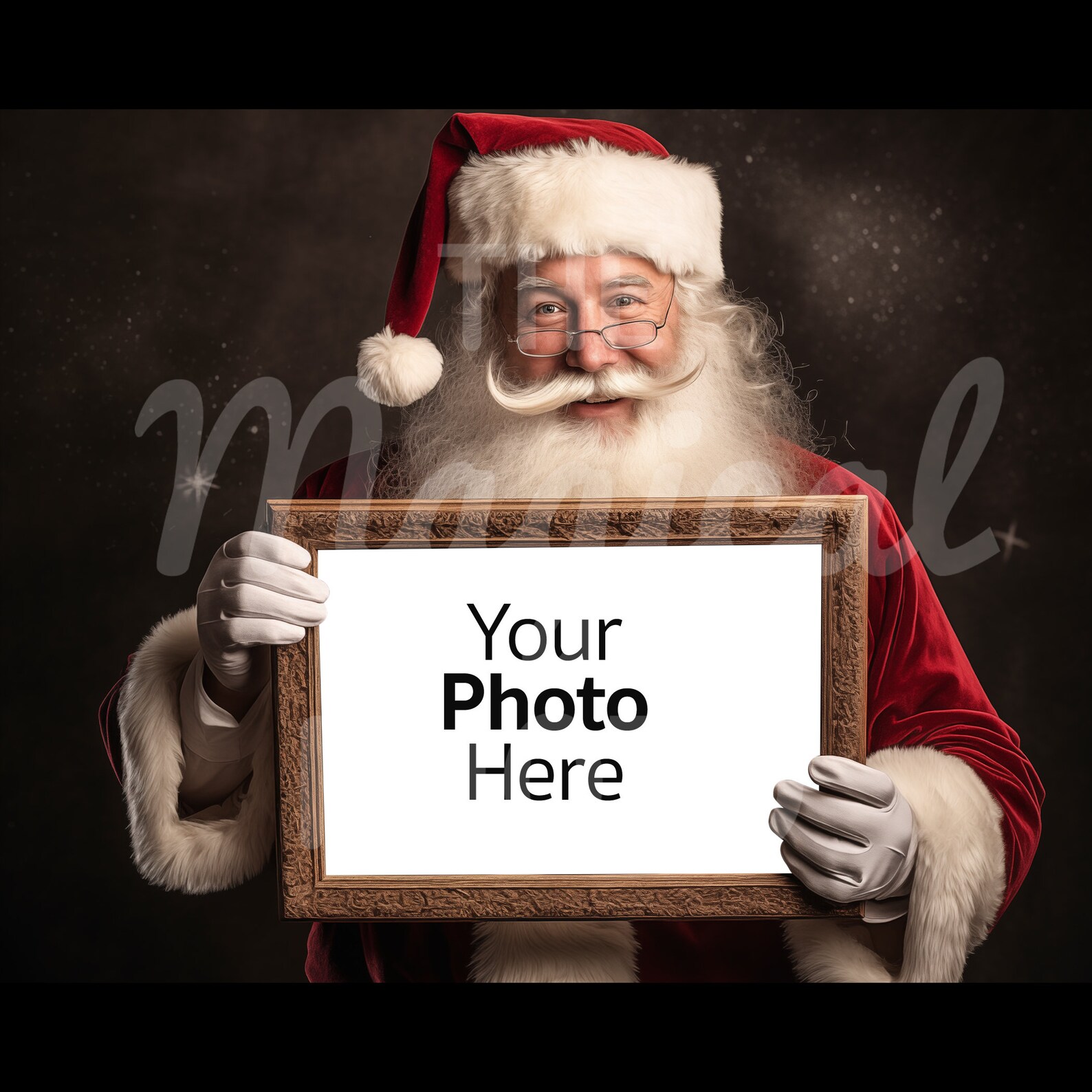 Santa Holding a Frame Photography, Christmas Digital Background ...