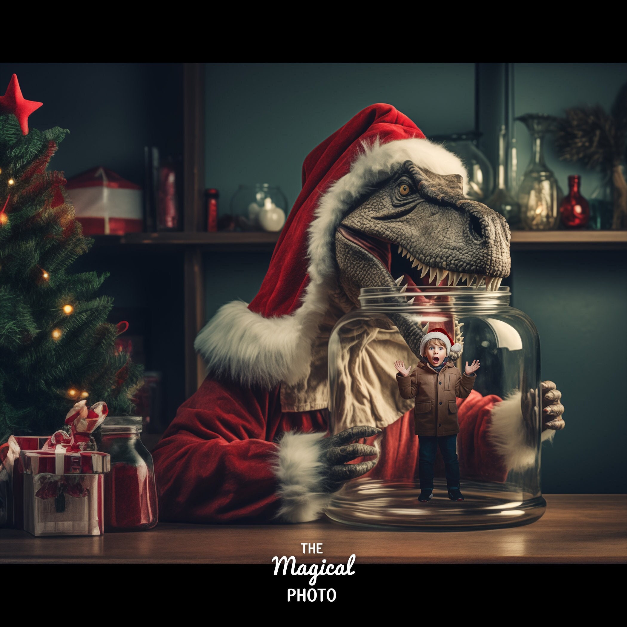 Santa T-rex, Christmas Digital Background, Digital Backdrop for Kids ...