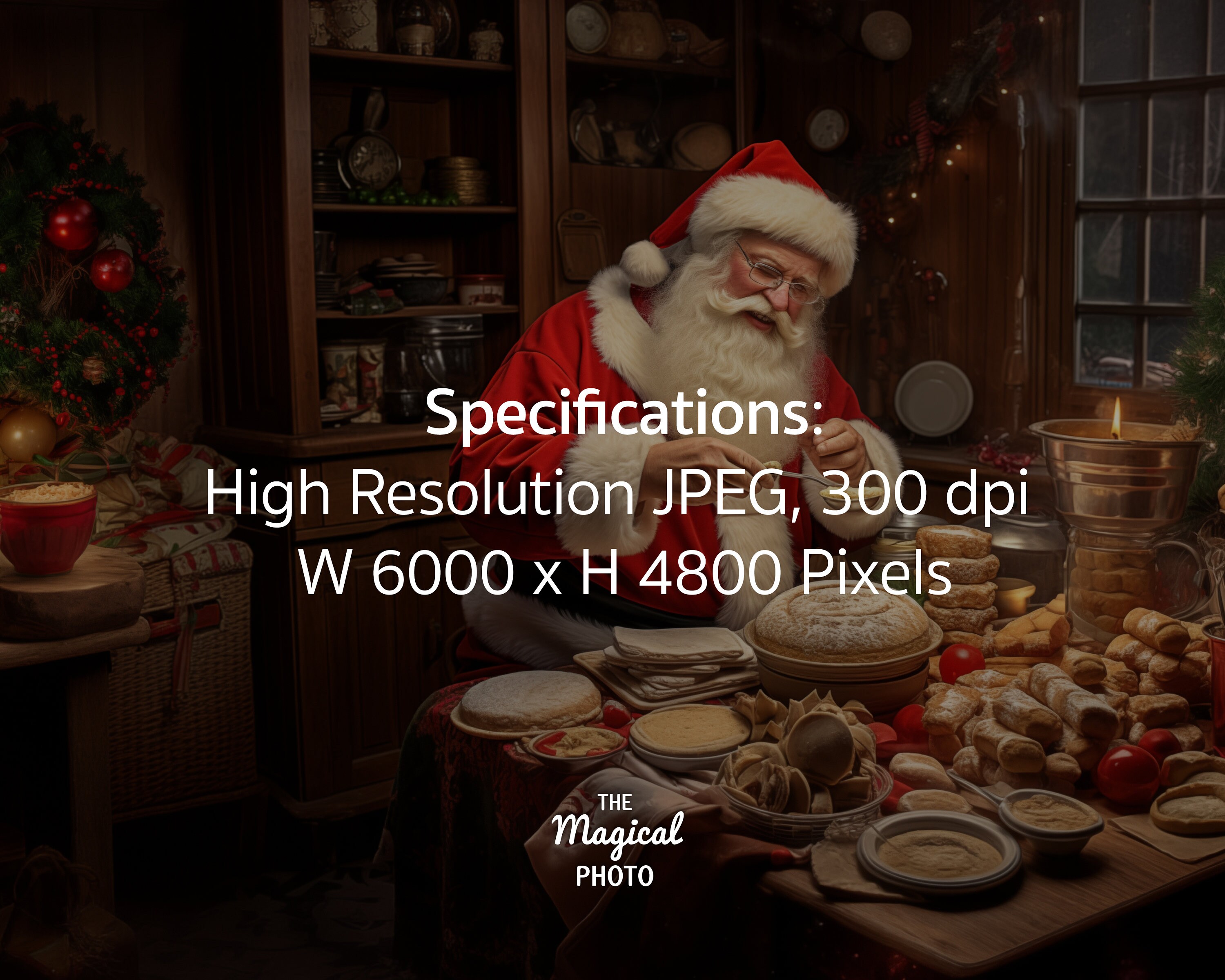 Christmas Digital Background, Digital Backdrop, Santa Claus, Kitchen ...