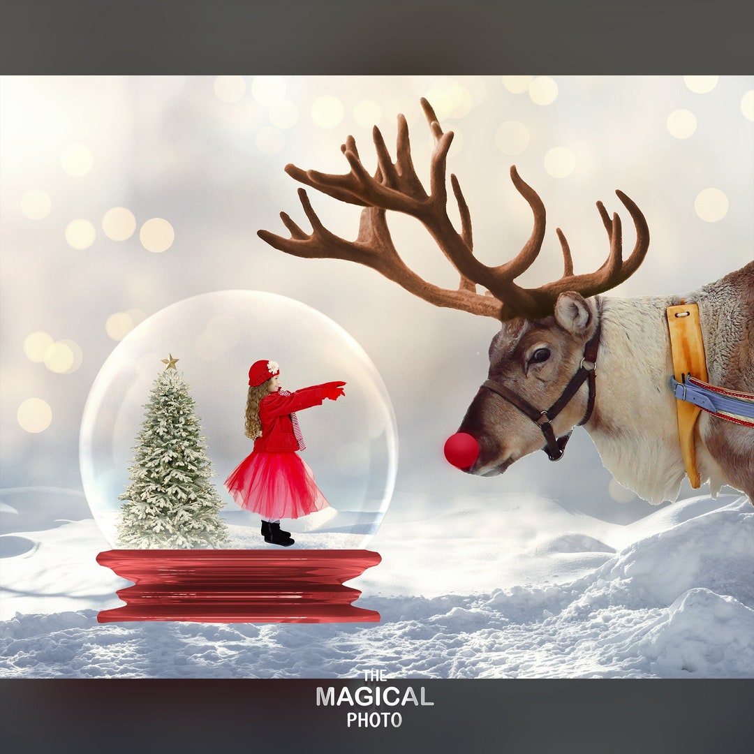 Christmas, Rudolph, Reindeer Digital Background, Digital Backdrop, for ...