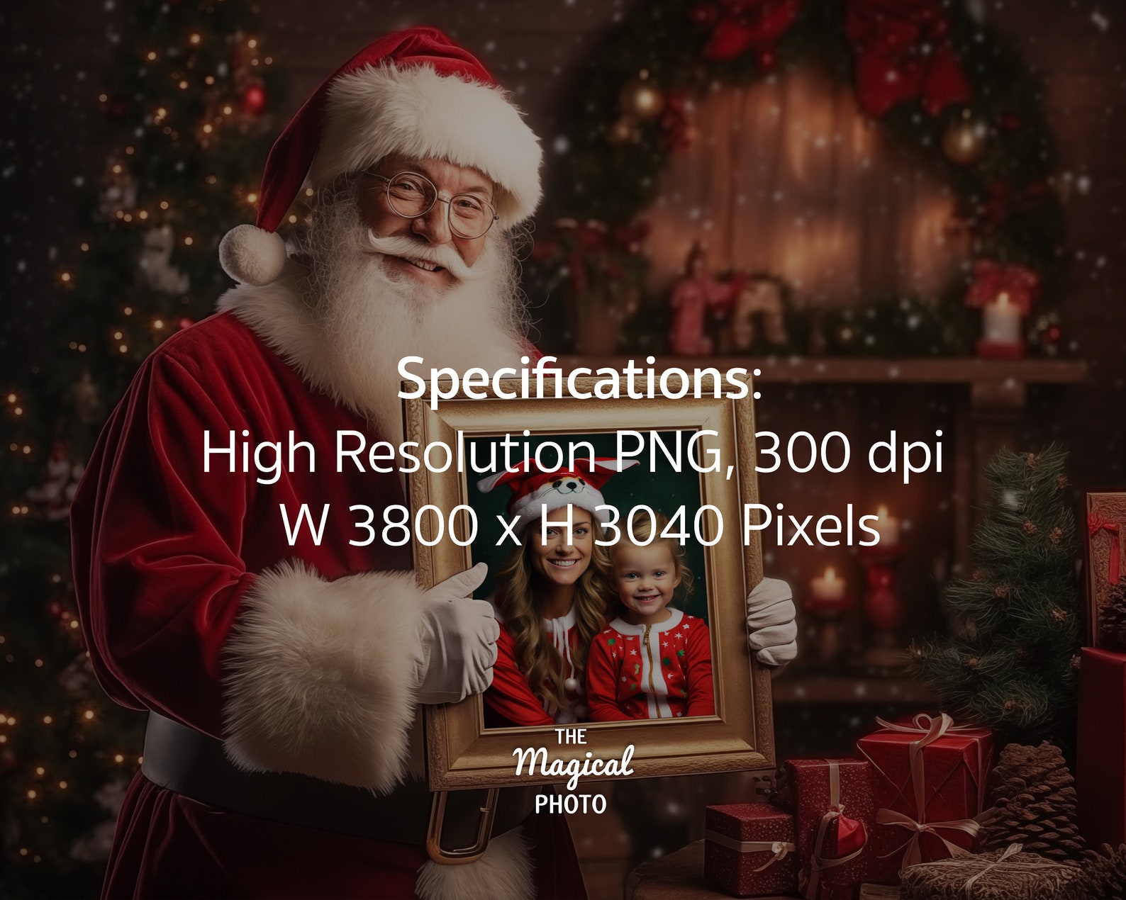 Santa Holding Frame Christmas Photography, Digital Backdrop (PNG) - Etsy