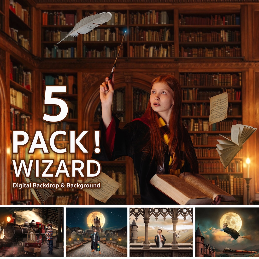 5 PACK ! Wizard Digital Background, Digital Backdrop, for Composite ...