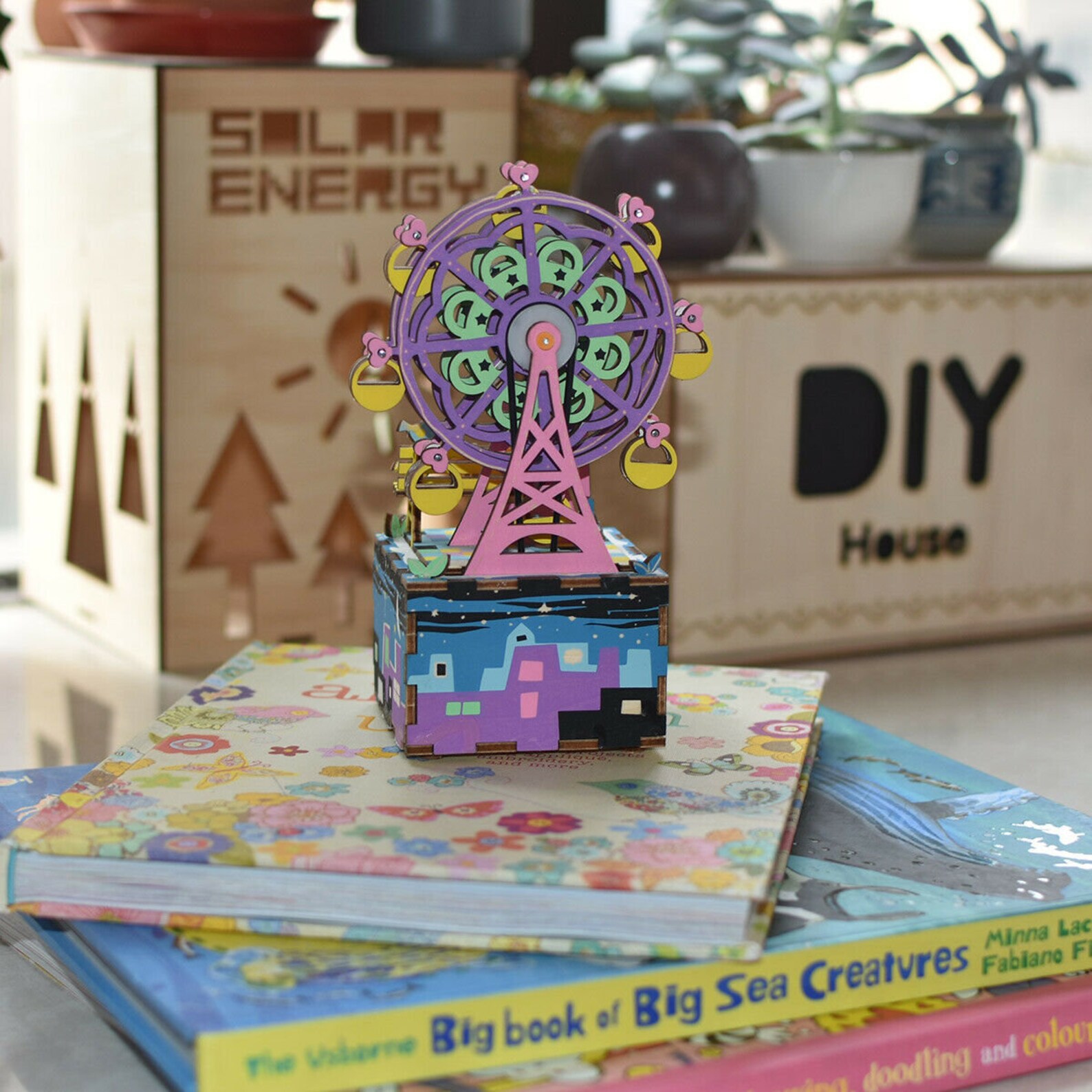 Ferris Wheel Music Box Wooden Model Kit Rotating Laser-cut - Etsy Canada