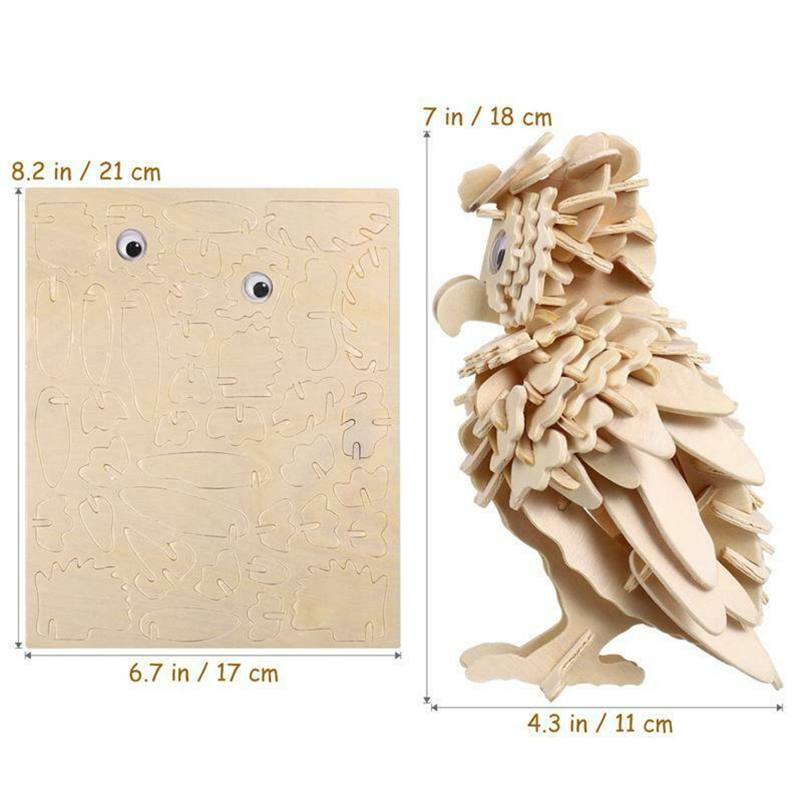 OWL Wooden Model Kit 3D Laser Cut Hobby Craft Self - Etsy UK