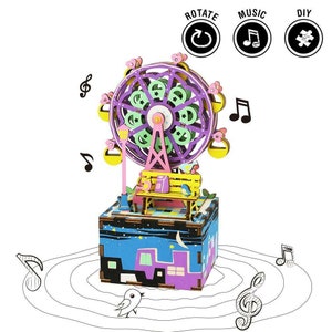 Ferris Wheel Music Box Wooden Model Kit Rotating Laser-cut - Etsy Canada