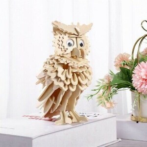 OWL, Wooden Model Kit, 3D Laser Cut, Hobby Craft Self Assembly, DIY ...