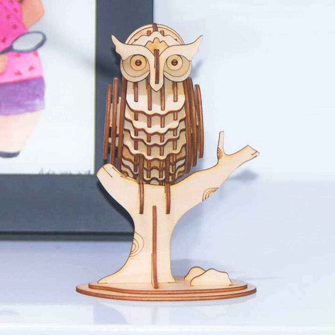OWL Wooden Model Kit 3D Laser Cut Wood Bird of Prey With a - Etsy UK