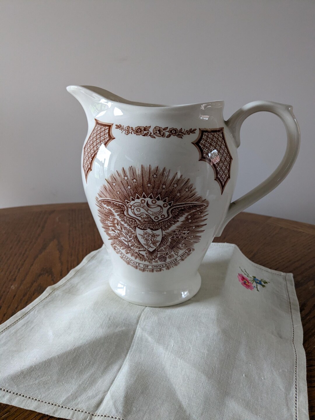 Alfred Meakin Large Brown Transferware Pitcher Jug in Their Fairwinds ...