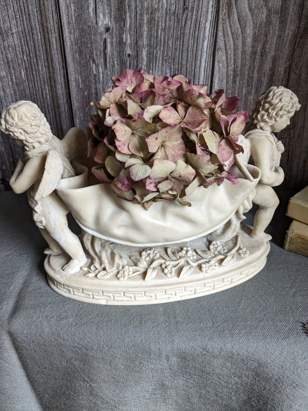 Vintage Marble Composite Cherub Planter - Etsy