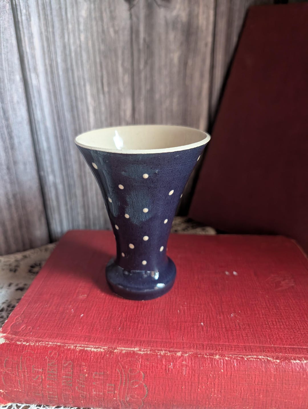 Studio Pottery Small Blue and White Spotted Vase - Etsy
