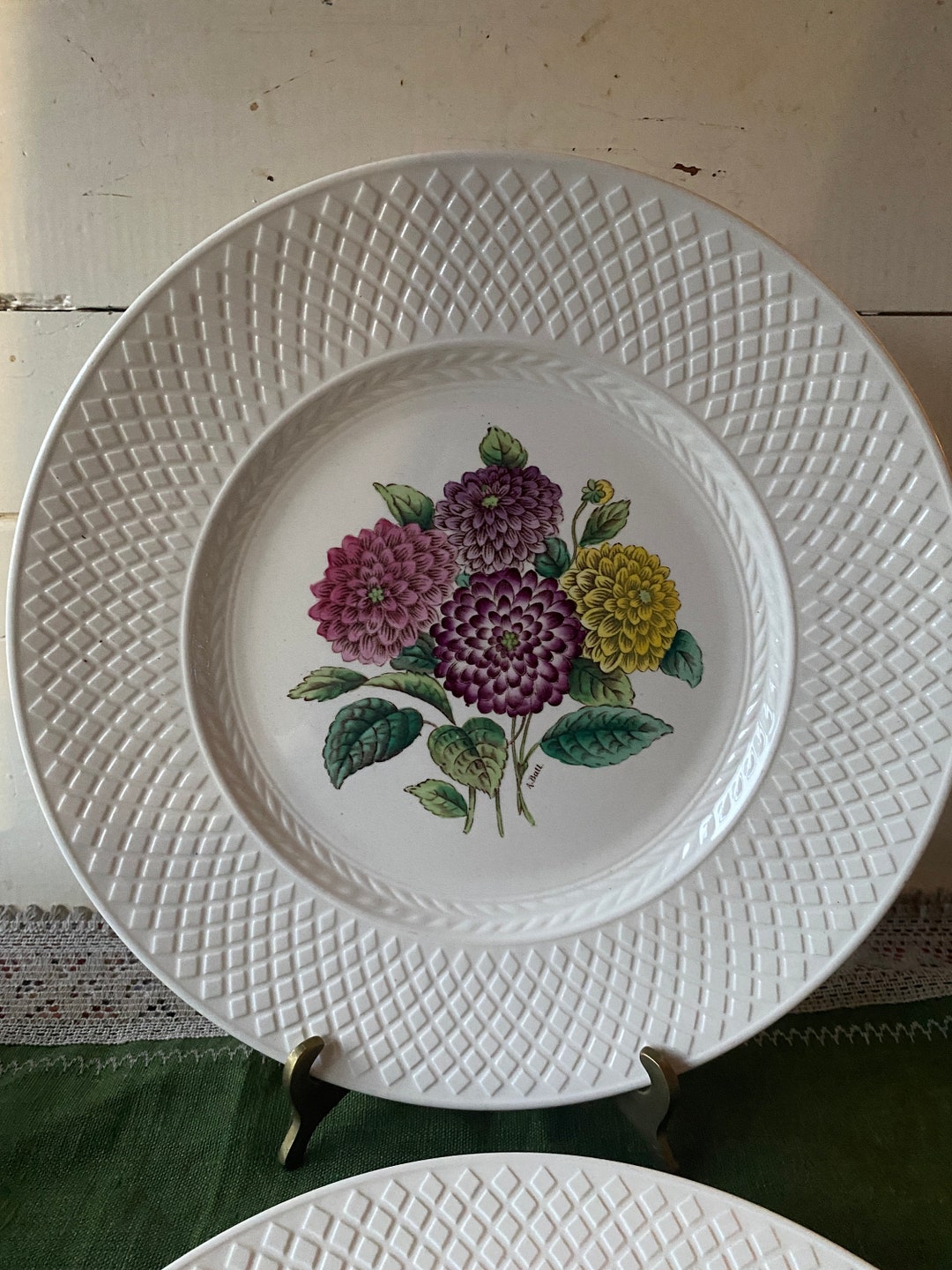 Spode Mansard Stoneware Dinner Plate Signed A Ball 'dahlia' - Etsy