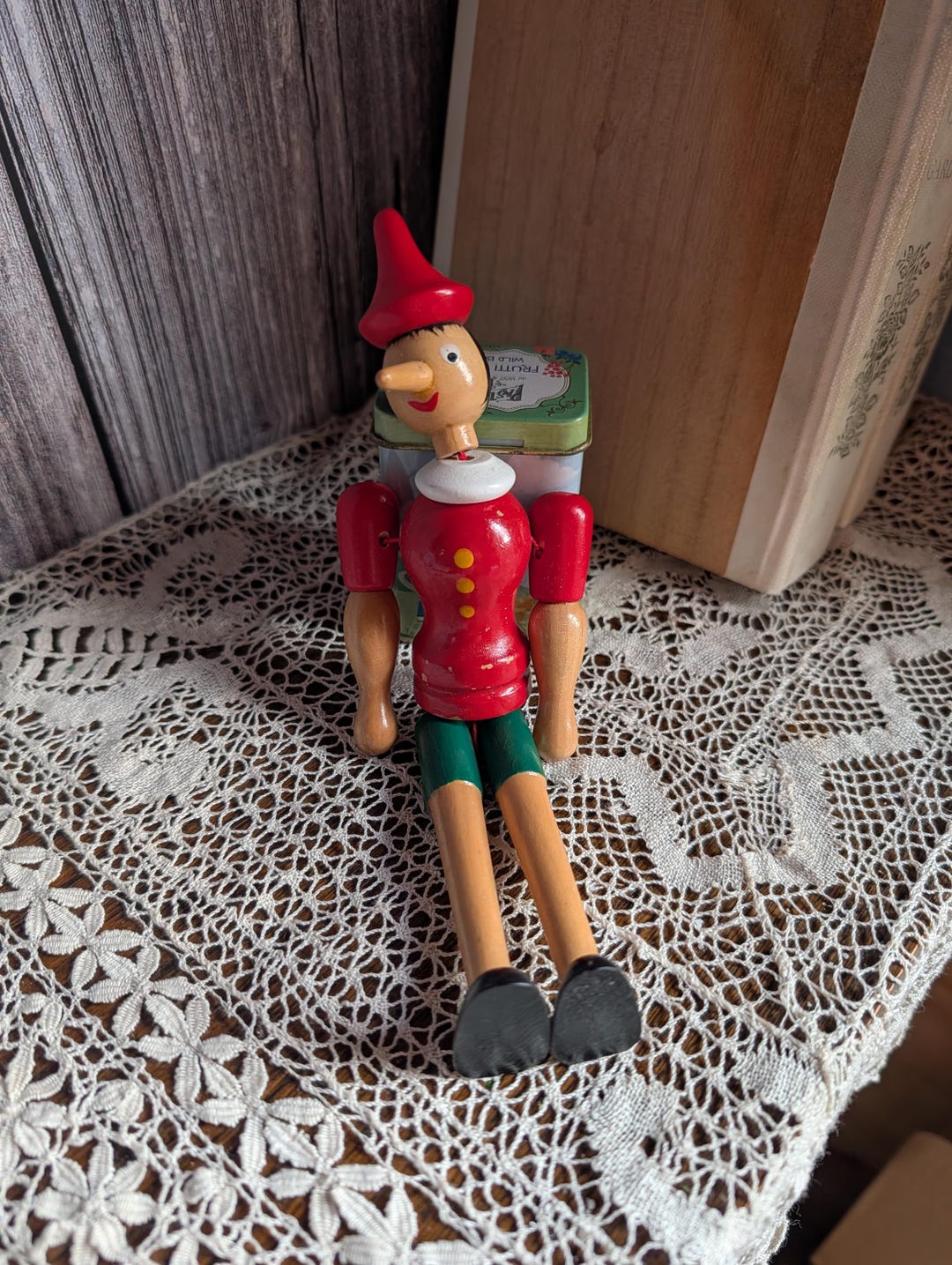 Vintage Bundle of Pinocchio Wooden Doll and Tin - Etsy UK