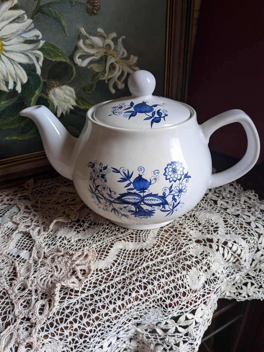 Vintage Sadler Delft Style Teapot 'blue Onion' - Etsy