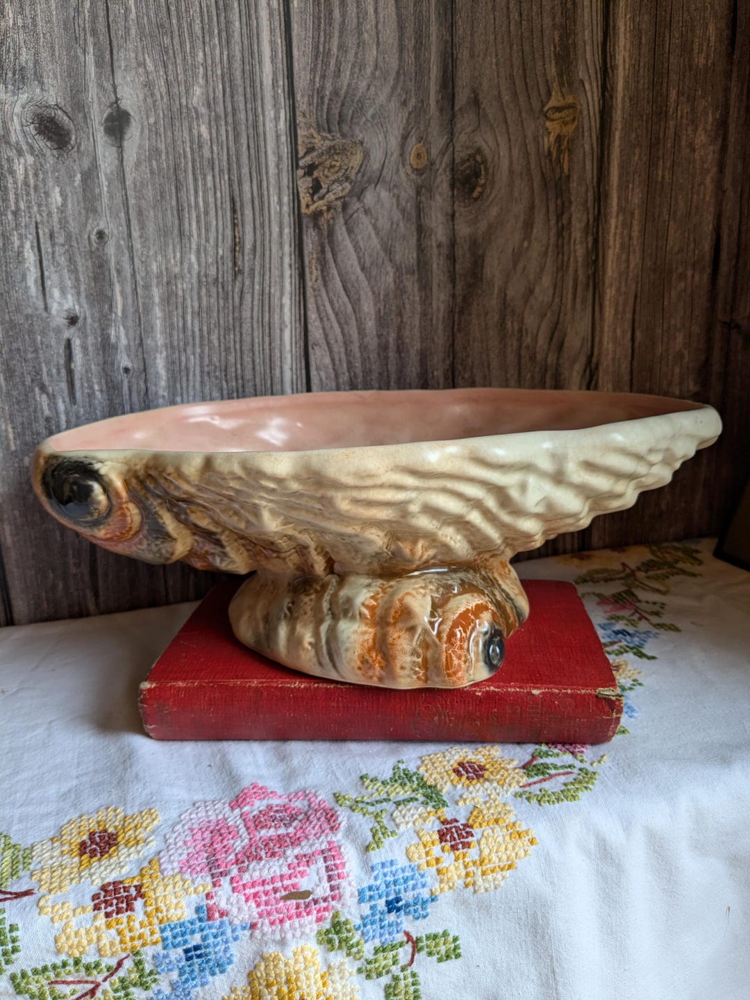 Sylvac Large Rock Pool, Shell Footed Bowl in Pink - Etsy