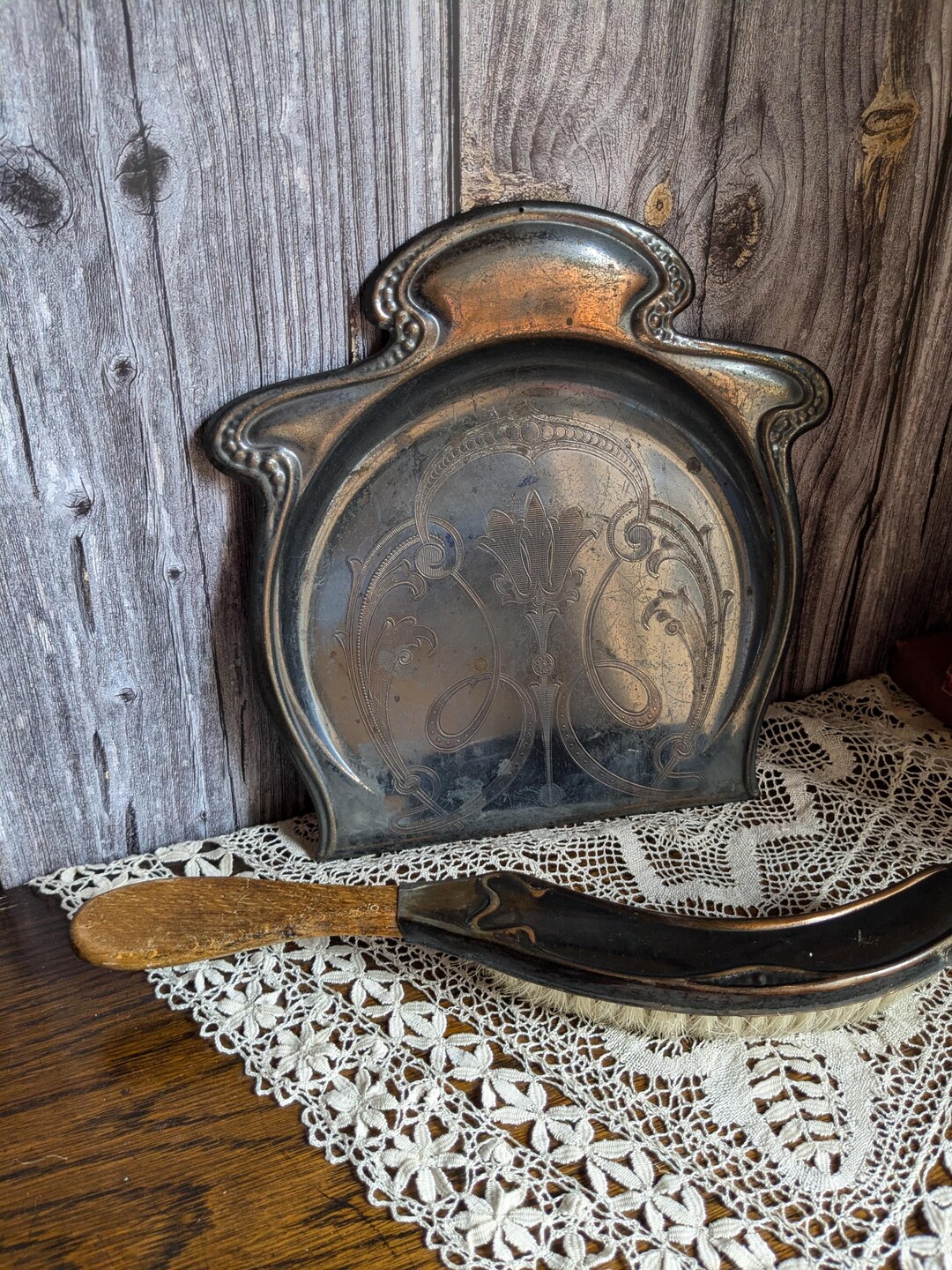 Art Nouveau Crumb Dust Pan and Brush - Etsy