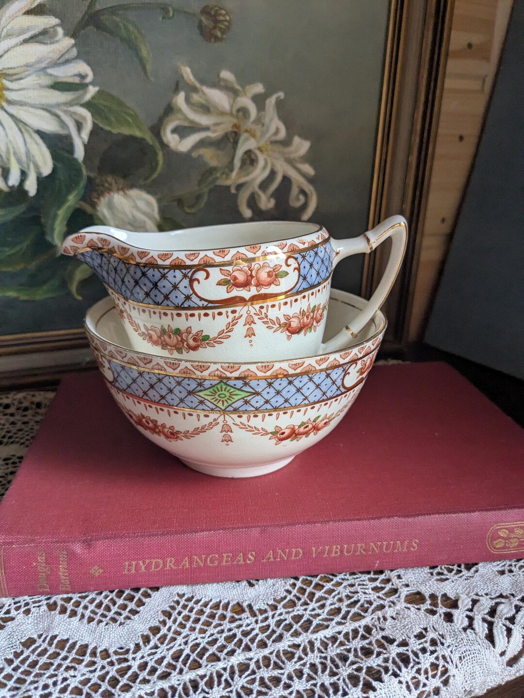 Vintage Palissy Pottery Sugar Bowl and Milk Jug Set 'blue Denby' - Etsy