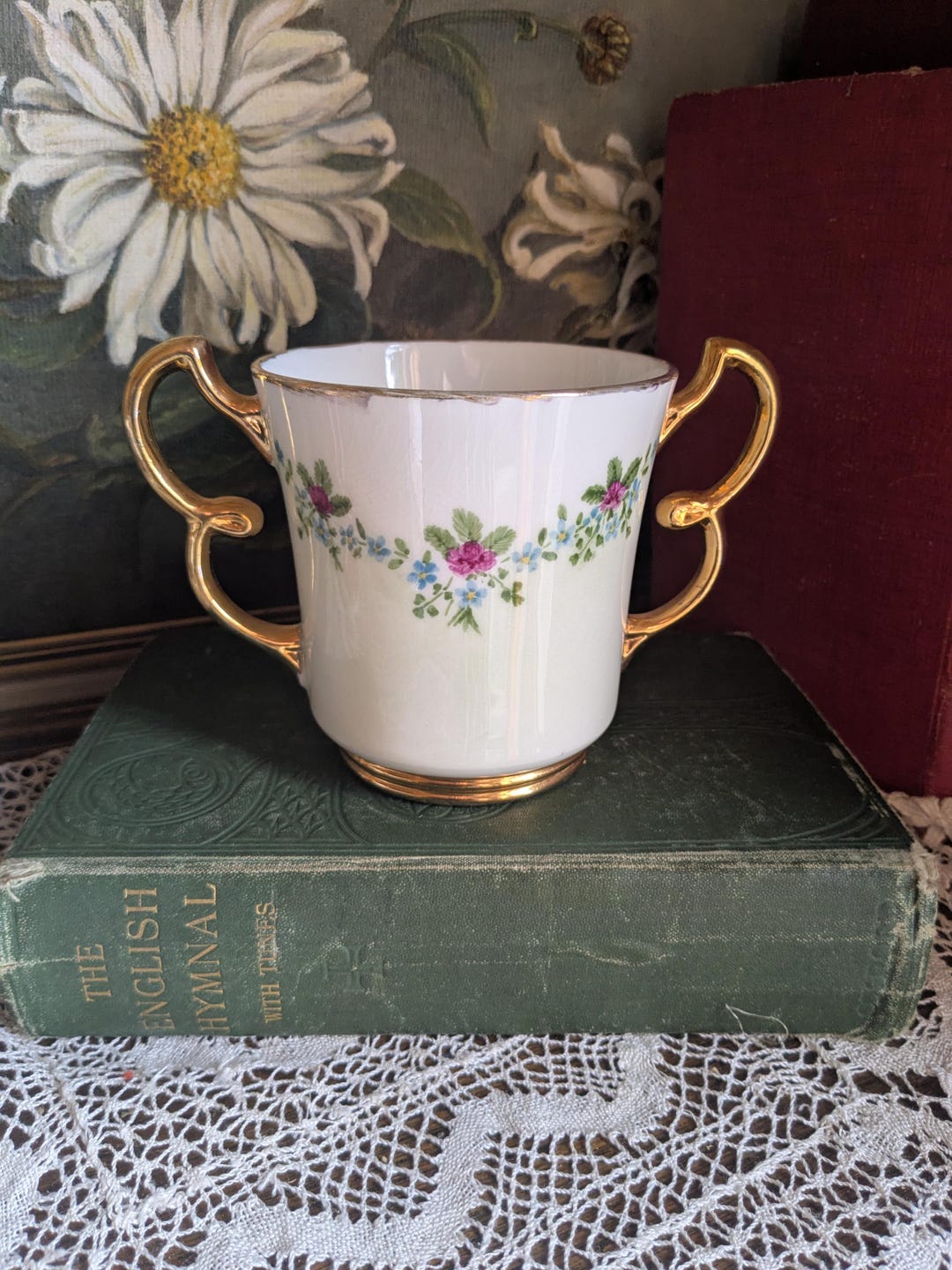 Antique Stanley Pottery Twin Handled Cup, Hand Painted Loving Cup - Etsy