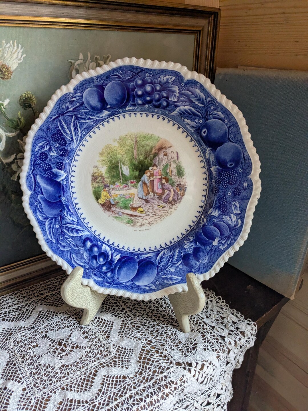 Antique Royal Worcester Regency Ware Plate 'after Myles Birket Foster ...