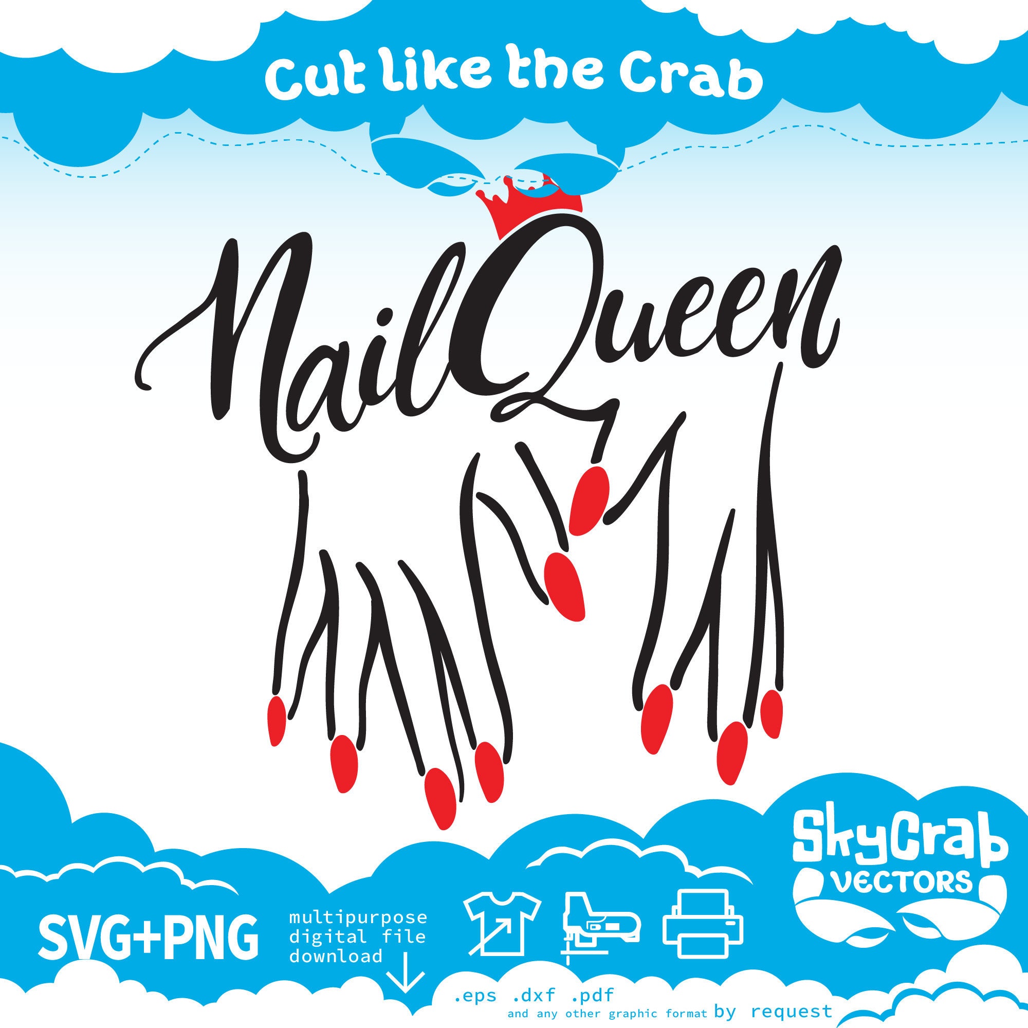 Nail Tech SVG, PNG, Nail Queen, Hands Separate Nails Crown Polish ...