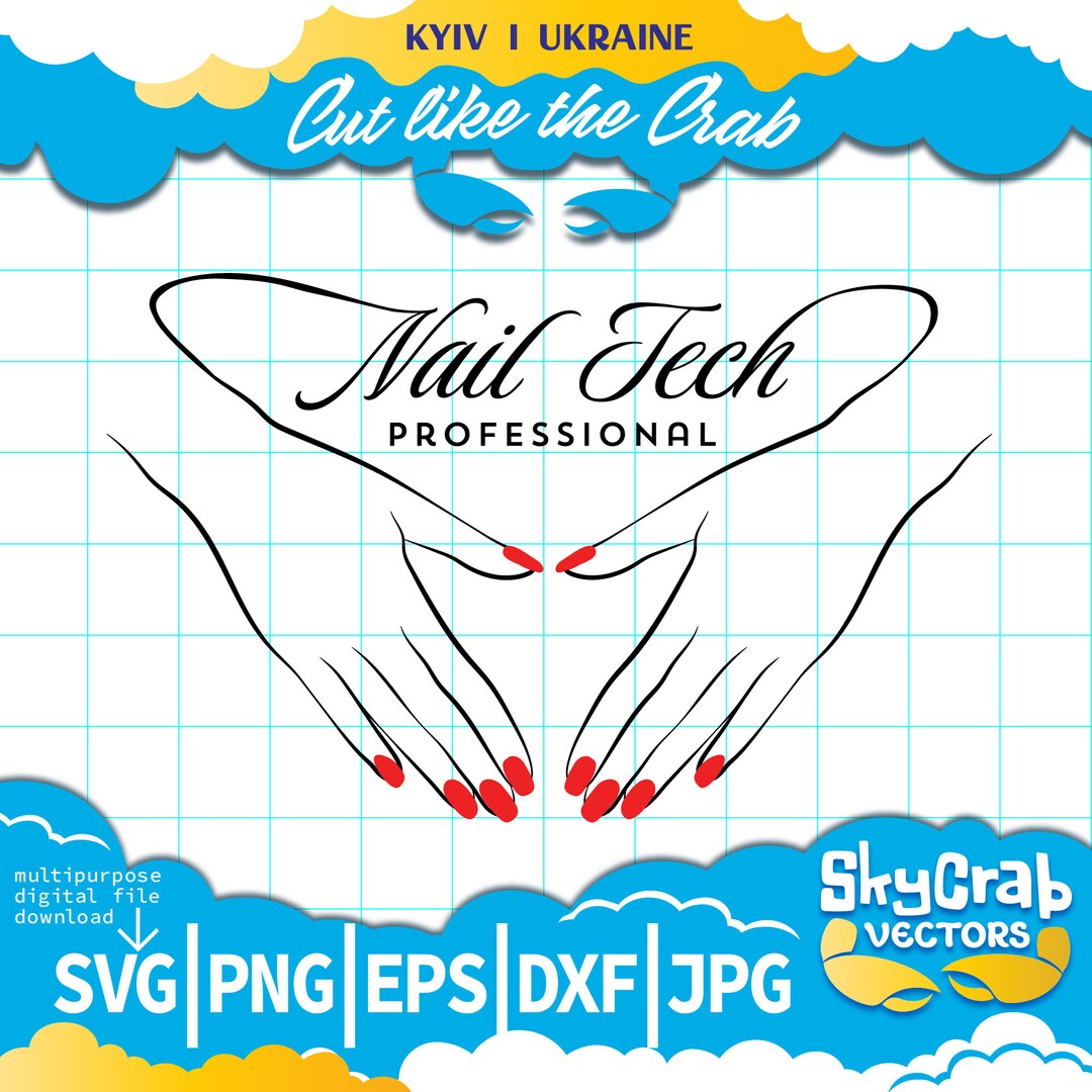 Nail Tech SVG, PNG, DXF, Eps, Jpg Female Hands With Manicure, Red ...