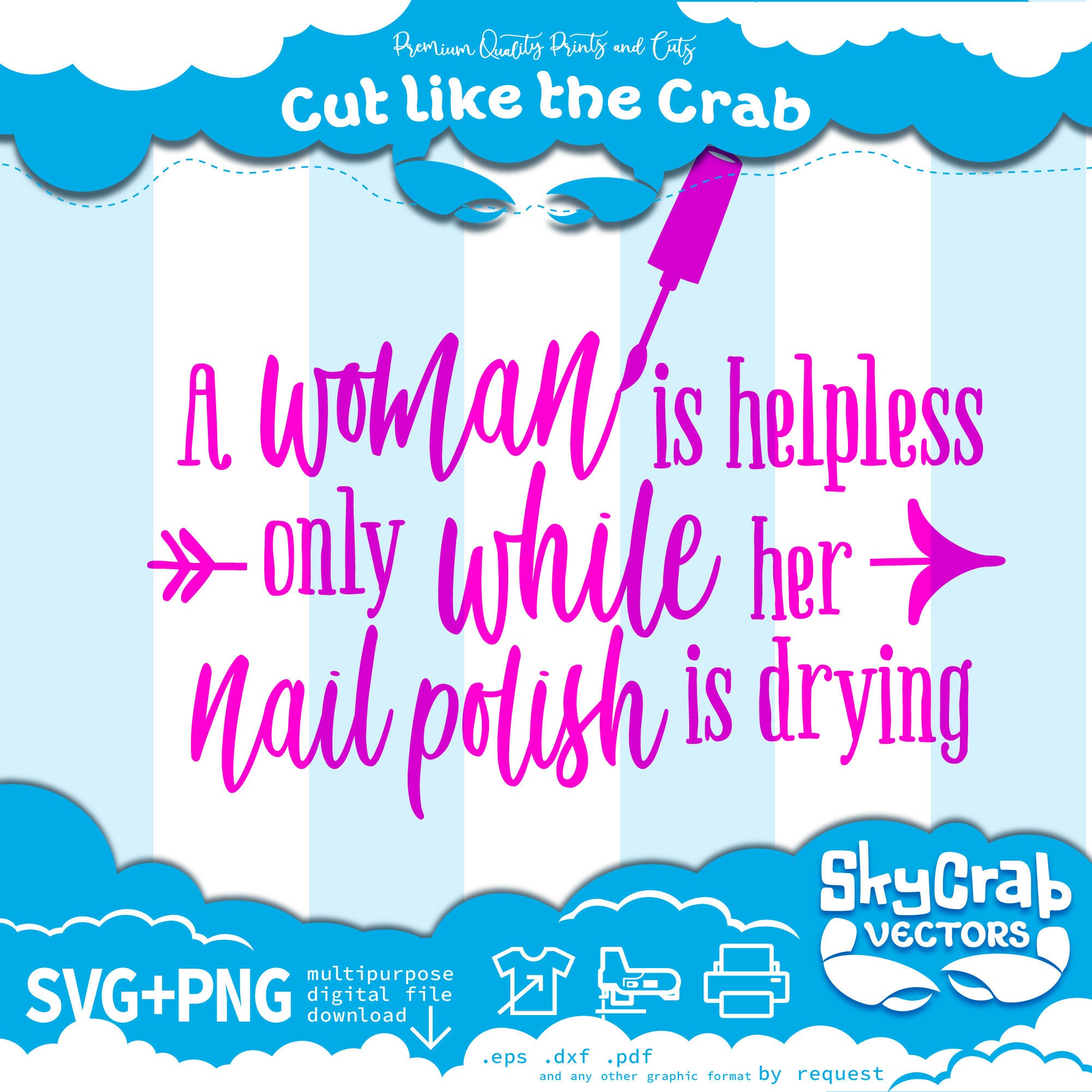 Nail Tech SVG, PNG, Woman Helpless When Nail Polish Drying Quote ...