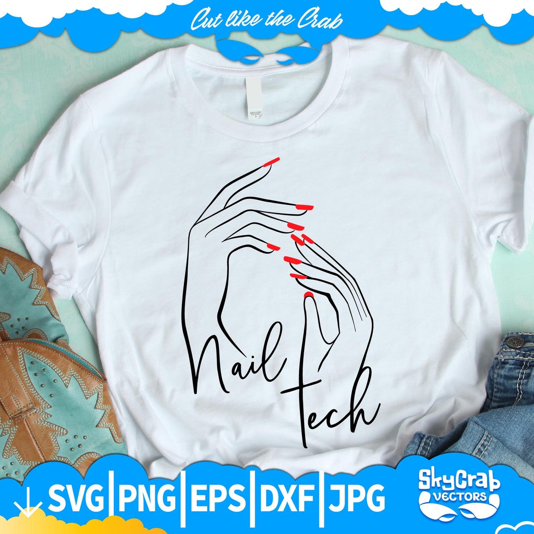 Manos de técnico de uñas SVG: Uñas rojas, caligrafía (archivo digital ...