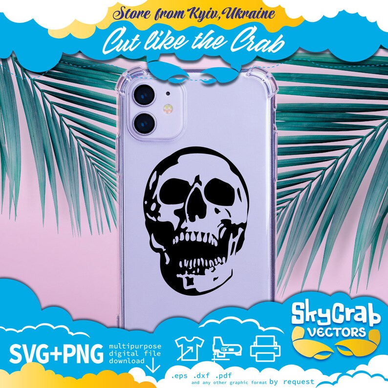 Screaming Skull Clipart SVG PNG Solid Shape for Dark and - Etsy